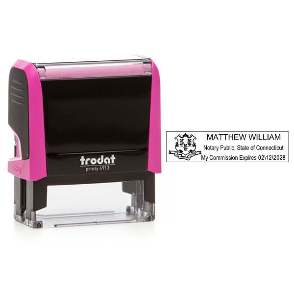 Connecticut Notary Pink Stamp - Rectangle | HC Brands
