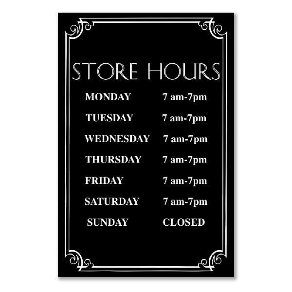 Store Hours with Fancy Border - 12" x 8" Engraved Sign | HC Brands