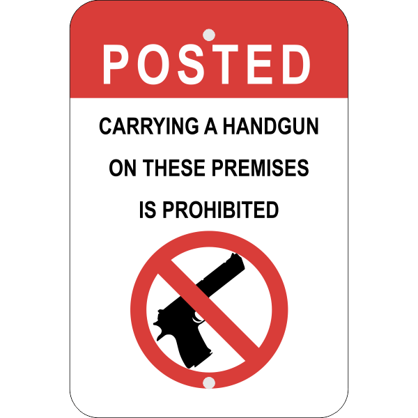 Vertical Posted Handgun Prohibited Sign