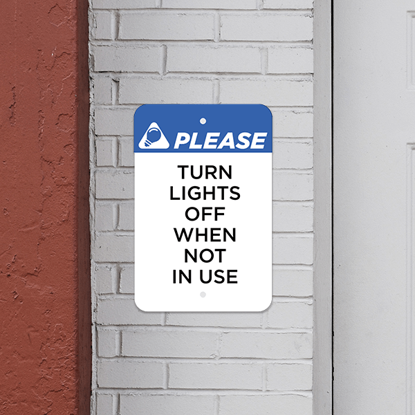 Vertical Lights Off Conserve Energy Sign - Custom Signs
