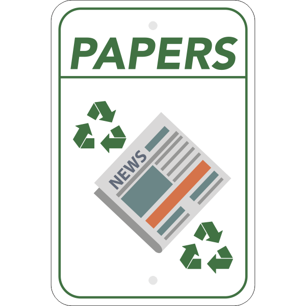 Vertical Paper Recycling Sign - Custom Signs