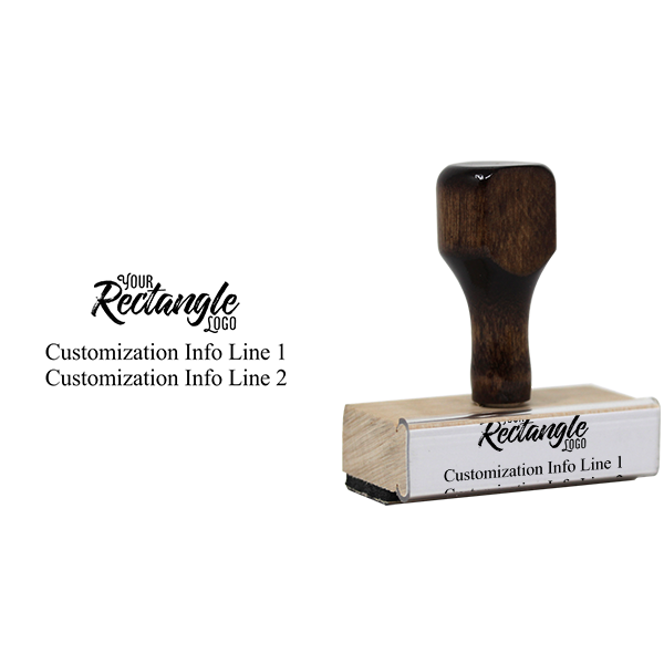 Rectangle Logo Custom Hand Stamp with Two Lines of Text | HC Brands