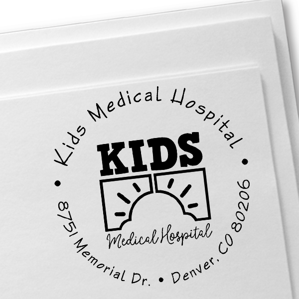 Children Hospital Custom Logo Round Address Stamp - Simply Stamps