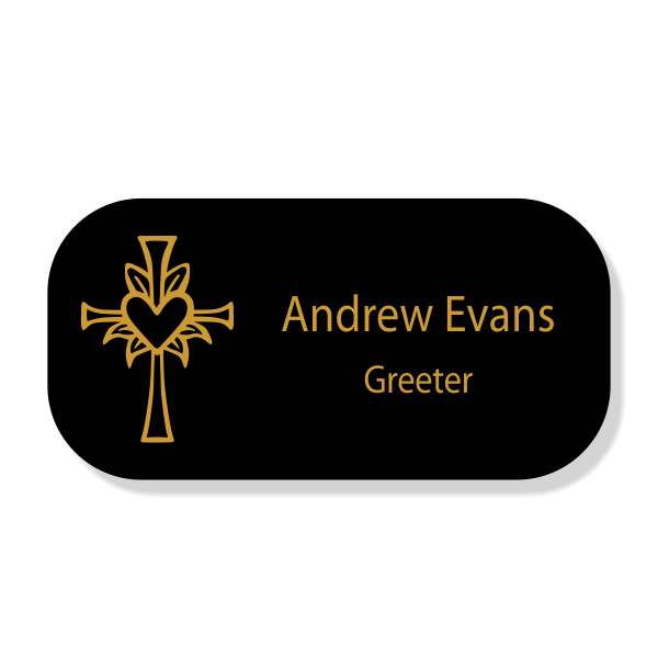 Rectangle Cross with Lily and Heart Faith Engraved Name Tag - Name Tag ...