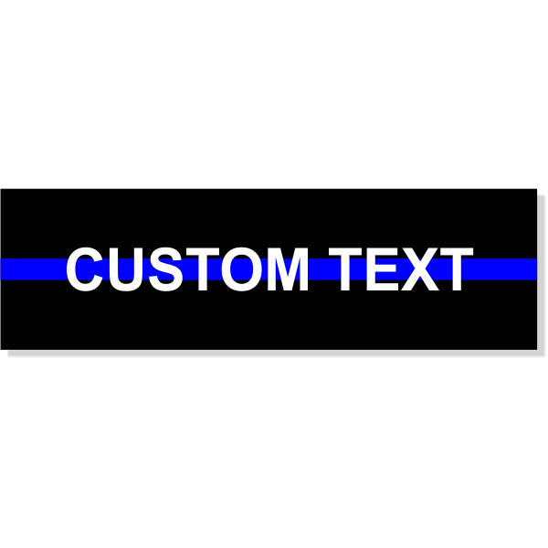 Custom Text Thin Blue Line Rectangle Bumper Sticker | 3" x 10" | HC Brands