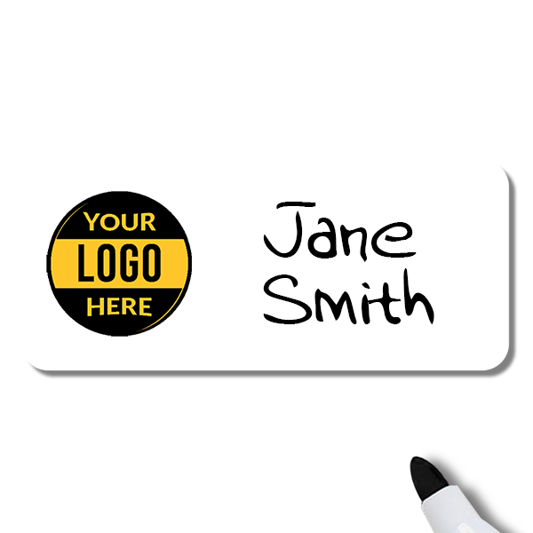 Customized 1.5 x 3.5 Dry Erase Reusable Name Tag | HC Brands