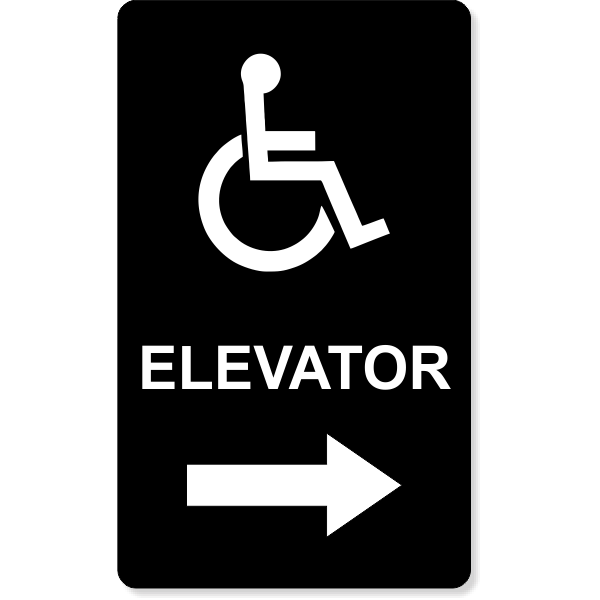 Handicap Elevator Arrow Engraved Plastic Sign | 10" x 6" | Customsigns.com