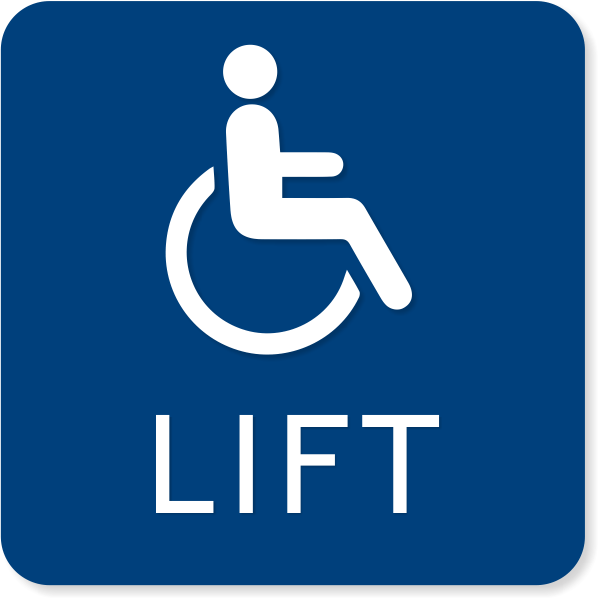 6" x 6" Lift Accessible Sign w/ Raised Text and Pictogram - CustomSigns.com