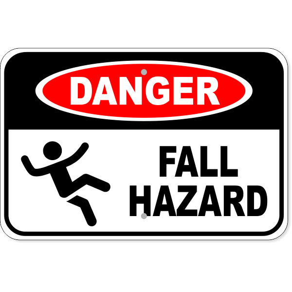 12" x 18" Danger Fall Hazard Aluminum Sign - CustomSigns.com