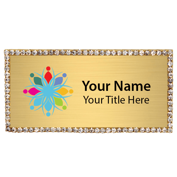 Magnetic Bling Rhinestone Full Color Rectangle Badge