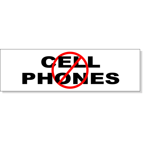 No Cell Phones Bumper Sticker | 3" x 10" | HC Brands