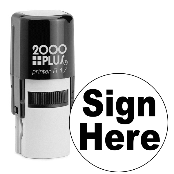 Sign Here Small Round Self Inking Stamp | HC Brands