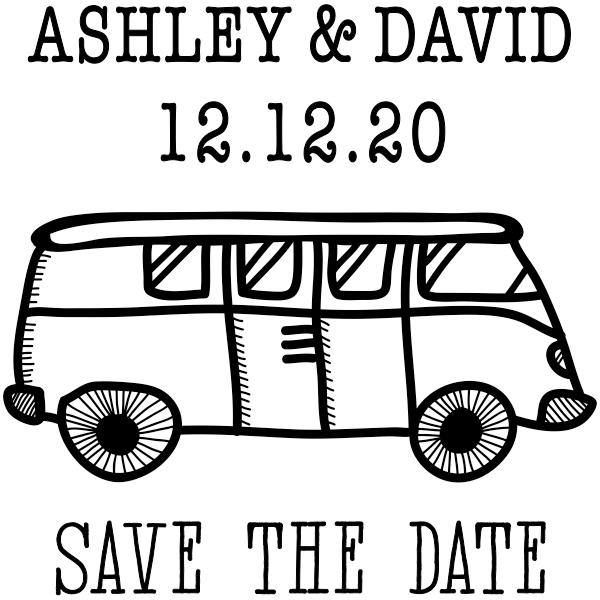VW Bus Save the Date Stamp | HC Brands
