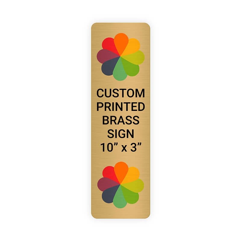 Vertical Full Color Brass Signs 10" x 3" | HC Brands