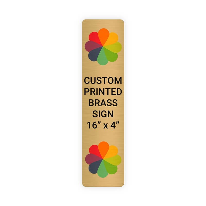 Vertical Full Color Brass Signs 16" x 4" | HC Brands