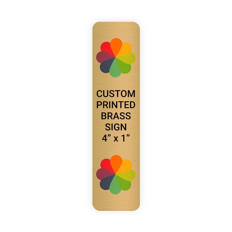 Vertical Full Color Brass Signs 4" x 1" | HC Brands