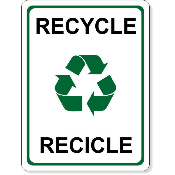 Full Color Bilingual Recycle Sign | 8" x 6" | HC Brands