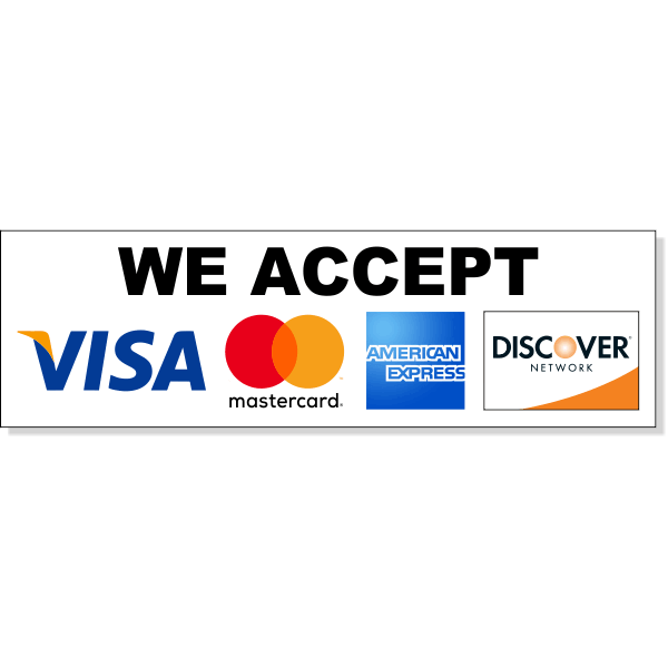 Horizontal Credit Card Accepted Decal | 3" x 10" | HC Brands