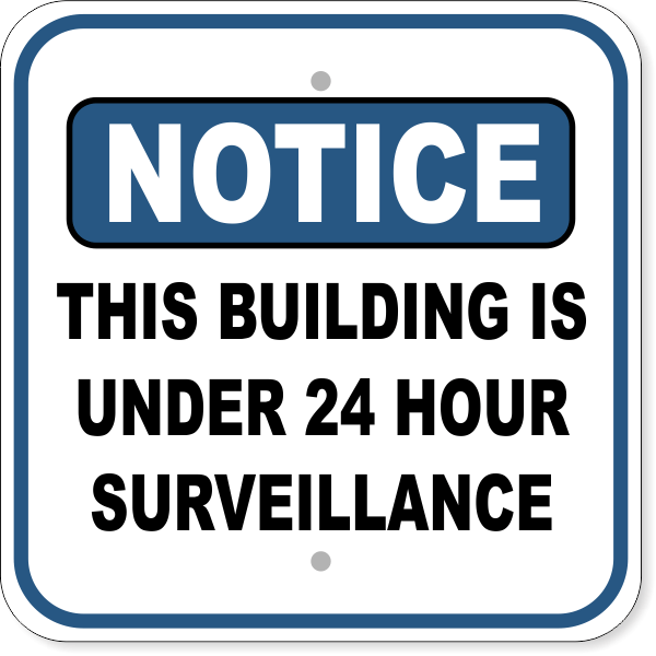 Notice Building Under Surveillance Aluminum Sign | 12" x 12" | HC Brands
