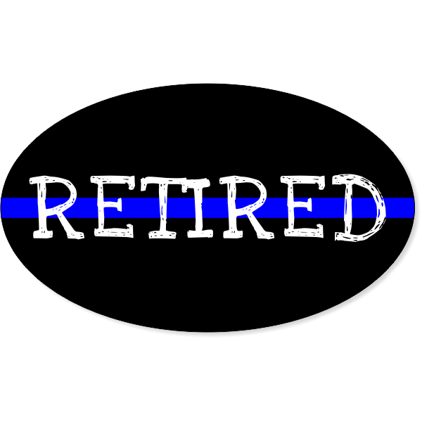 Retired Thin Blue Line Oval Bumper Sticker | 3" x 5" | HC Brands