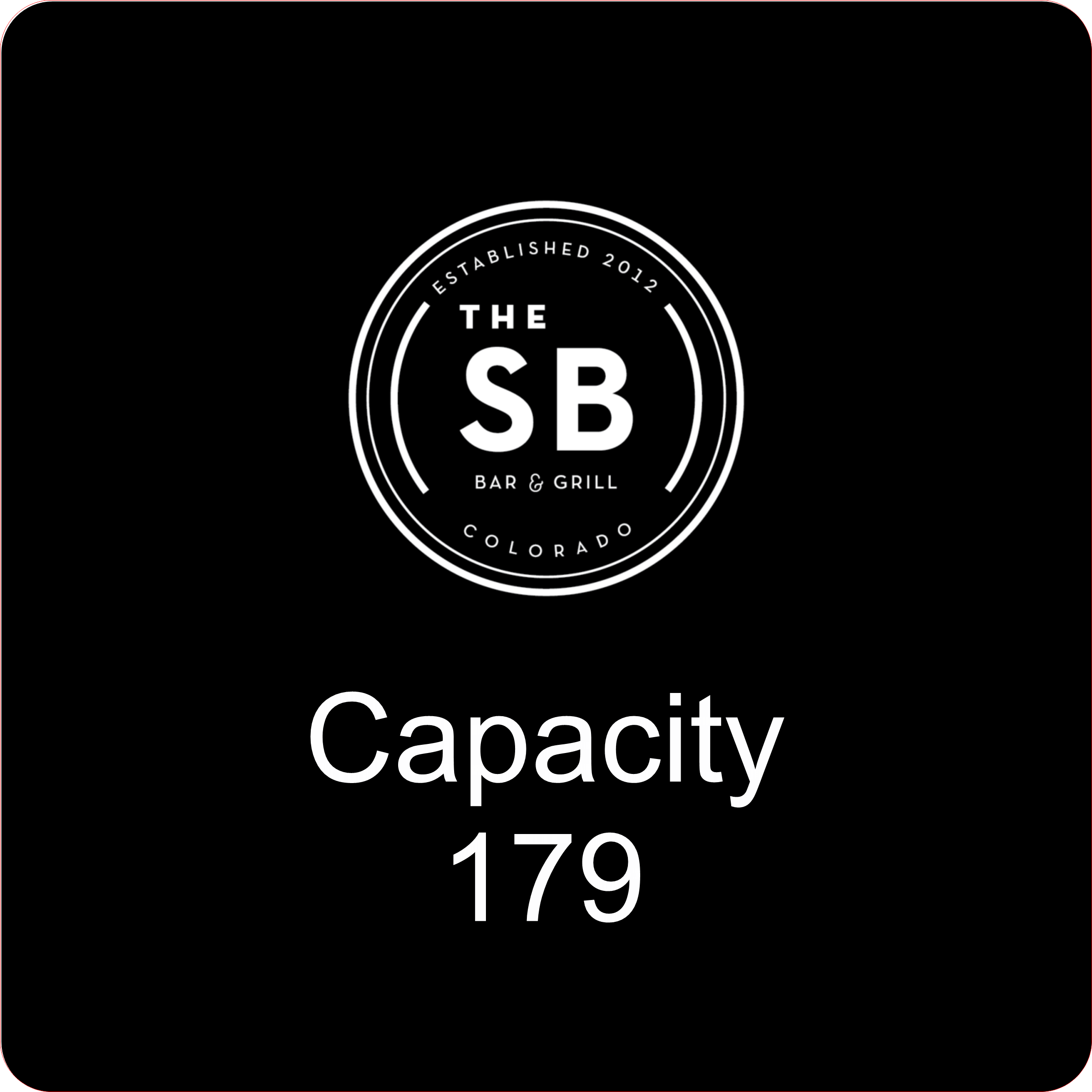 The SB Bar & Grill 8"x8" Capacity Sign