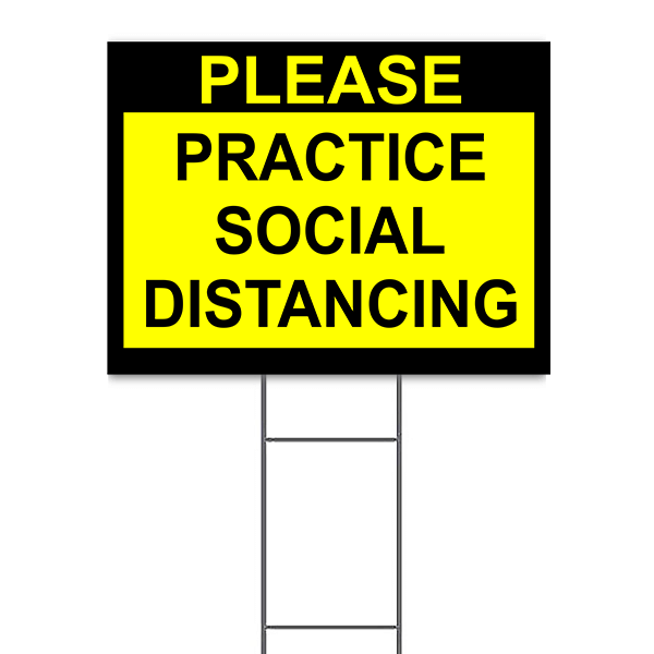 Please Practice Social Distancing Yard Sign | 18" x 24" - HC Brands