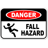 Danger Fall Hazard Aluminum Sign | 12" x 18" | HC Brands