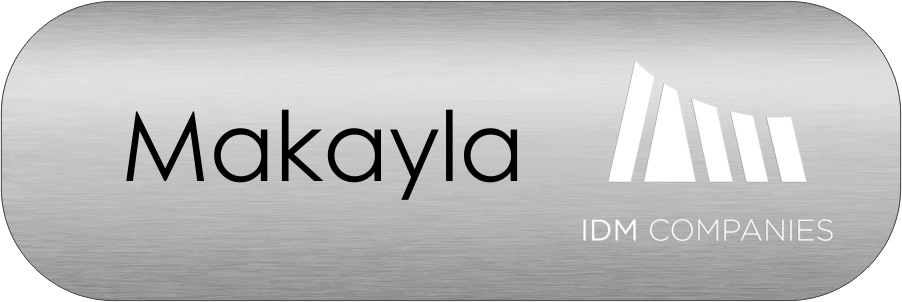 IDM Companies White Logo Name Tag - 1"x3"