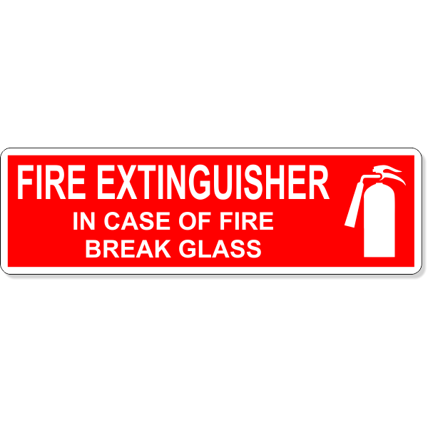 In Case Of Fire Break Glass Fire Extinguisher Icon Decal | 3" x 10 ...