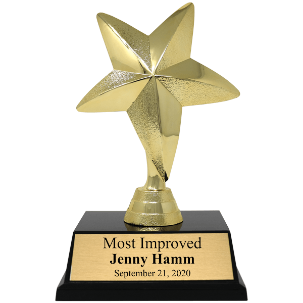 Most Improved Gold Star Award Trophy | HC Brands