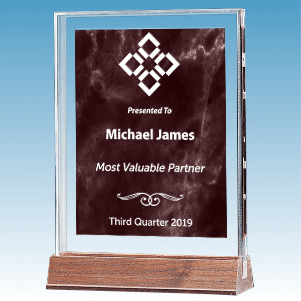 Most Valuable Person Marble Ruby Polished Acrylic Award on Walnut Base ...