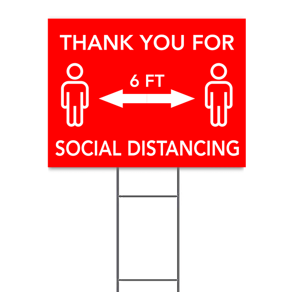 Social Distancing Notice Yard Sign | 18" x 24" - HC Brands