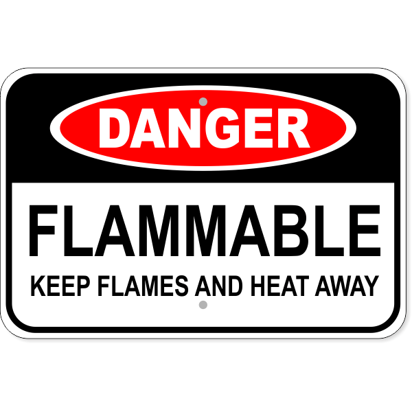 Danger Flammable Flames and Heat Aluminum Sign | 12" x 18" | HC Brands