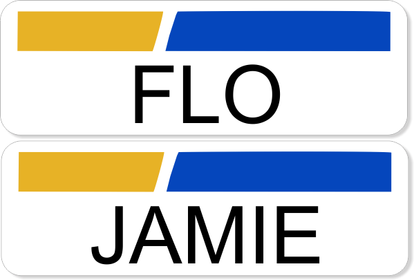 Flo and Jamie Halloween Costume Name Tag Set - NameTag Wizard