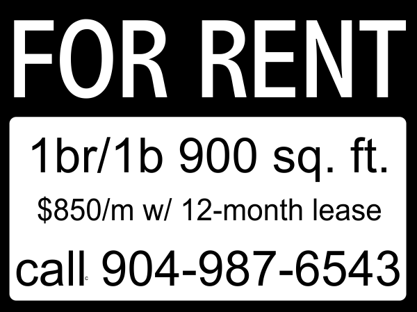 18" x 24" Plastic Basic For Rent Sign - CustomSigns.com